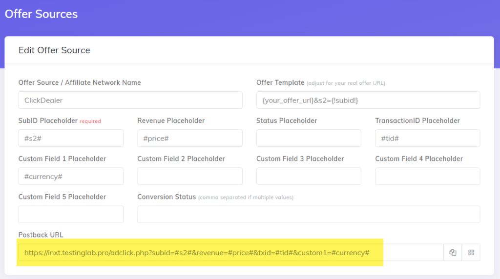 How to set up postback integration between RichAds and CPV Lab ...